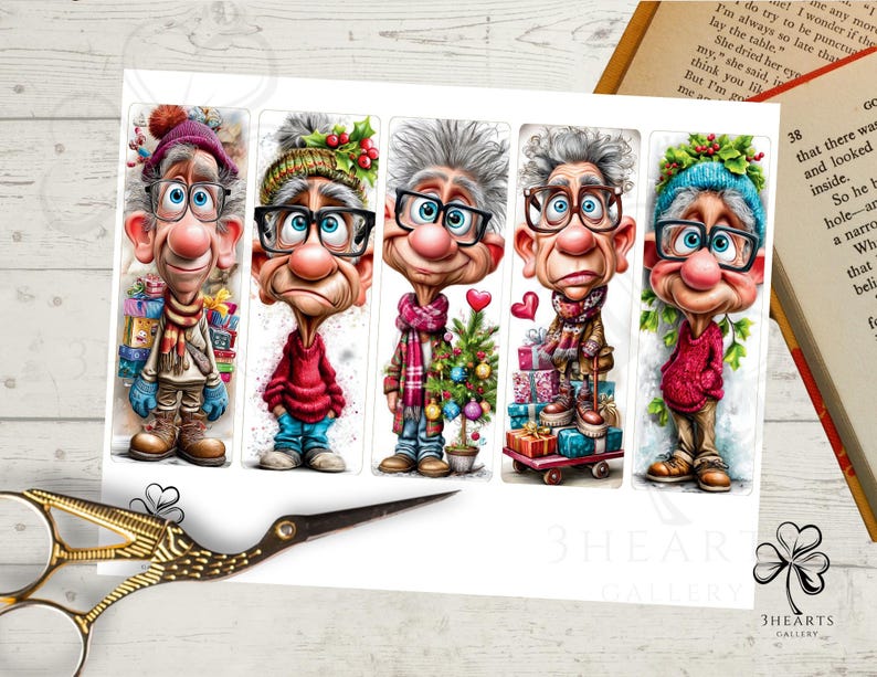 Christmas Printable Bookmarks: Fun Granpa Bookmarks, 10 Winter Senior ...