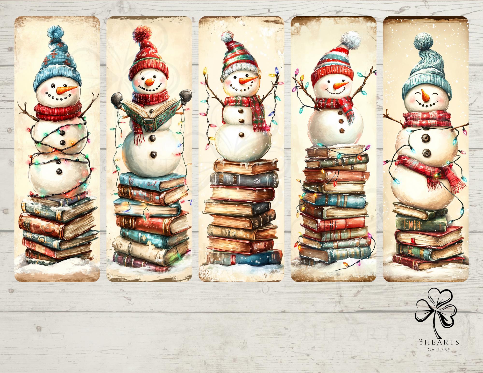 10 Silly Bookworm Snowmen Printable Bookmarks, Digital Download JPG ...