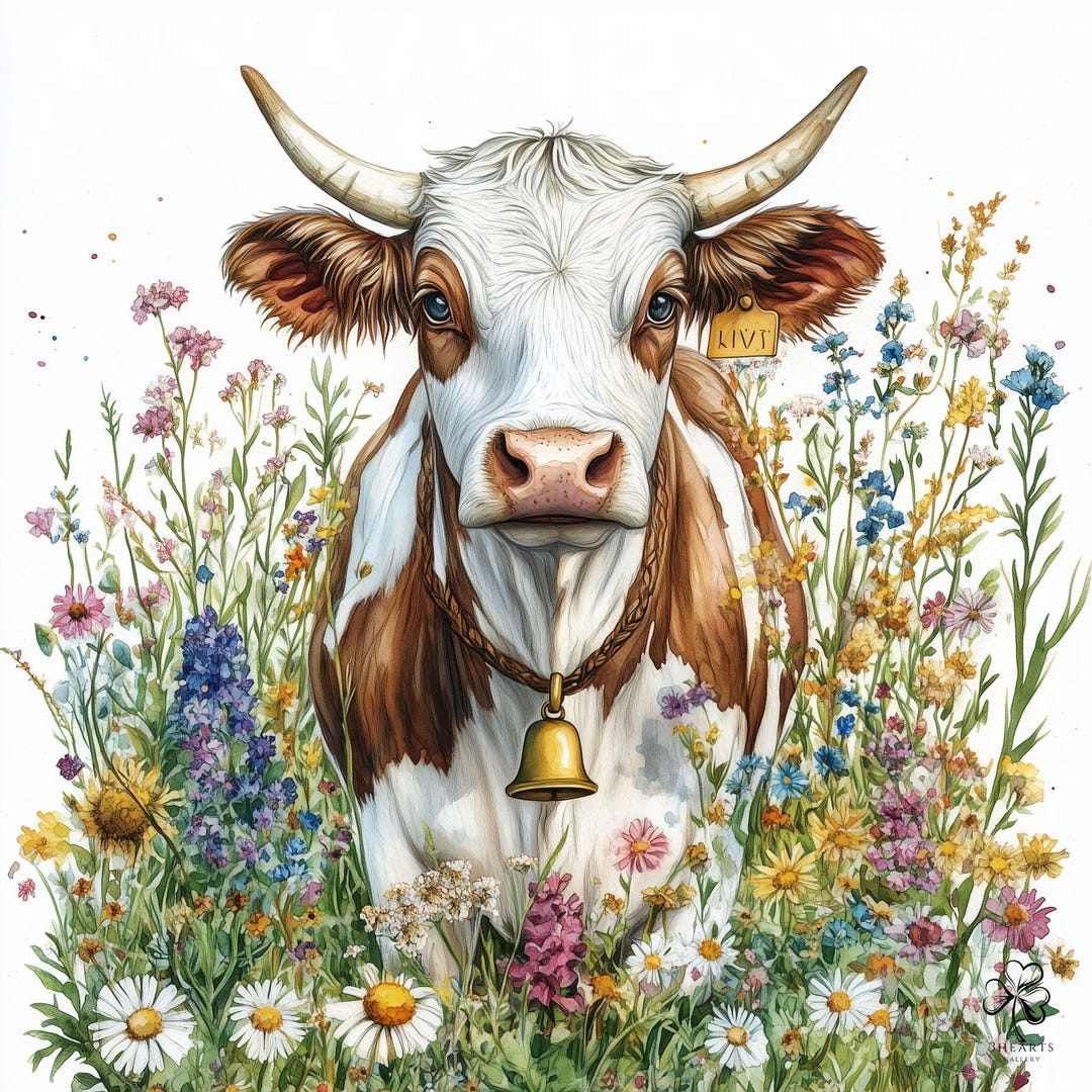 12 Watercolor Cow Clipart | Summer Farm Illustration | Printable ...
