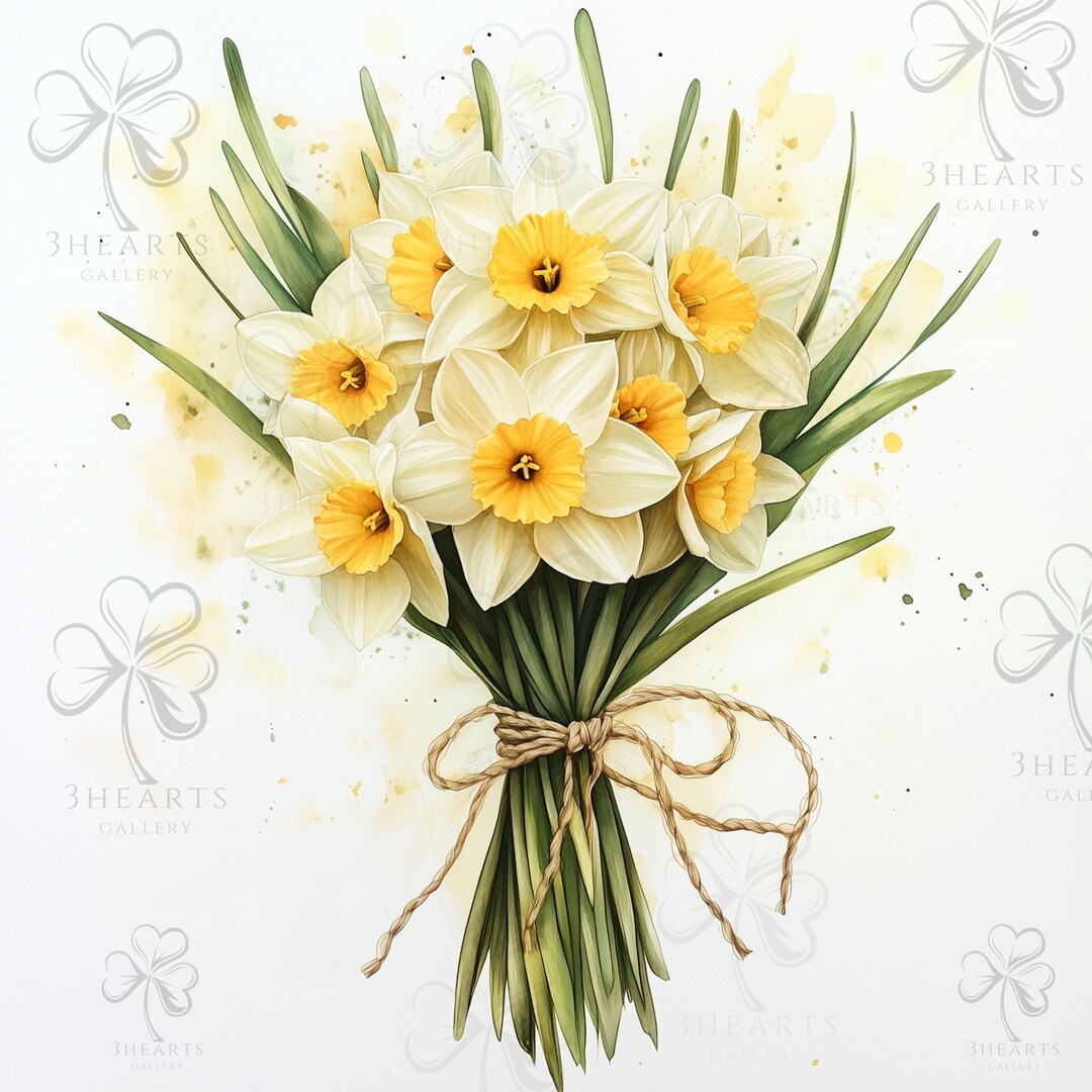 14 Daffodil Cluster Clipart | Spring Flower Illustration Design ...