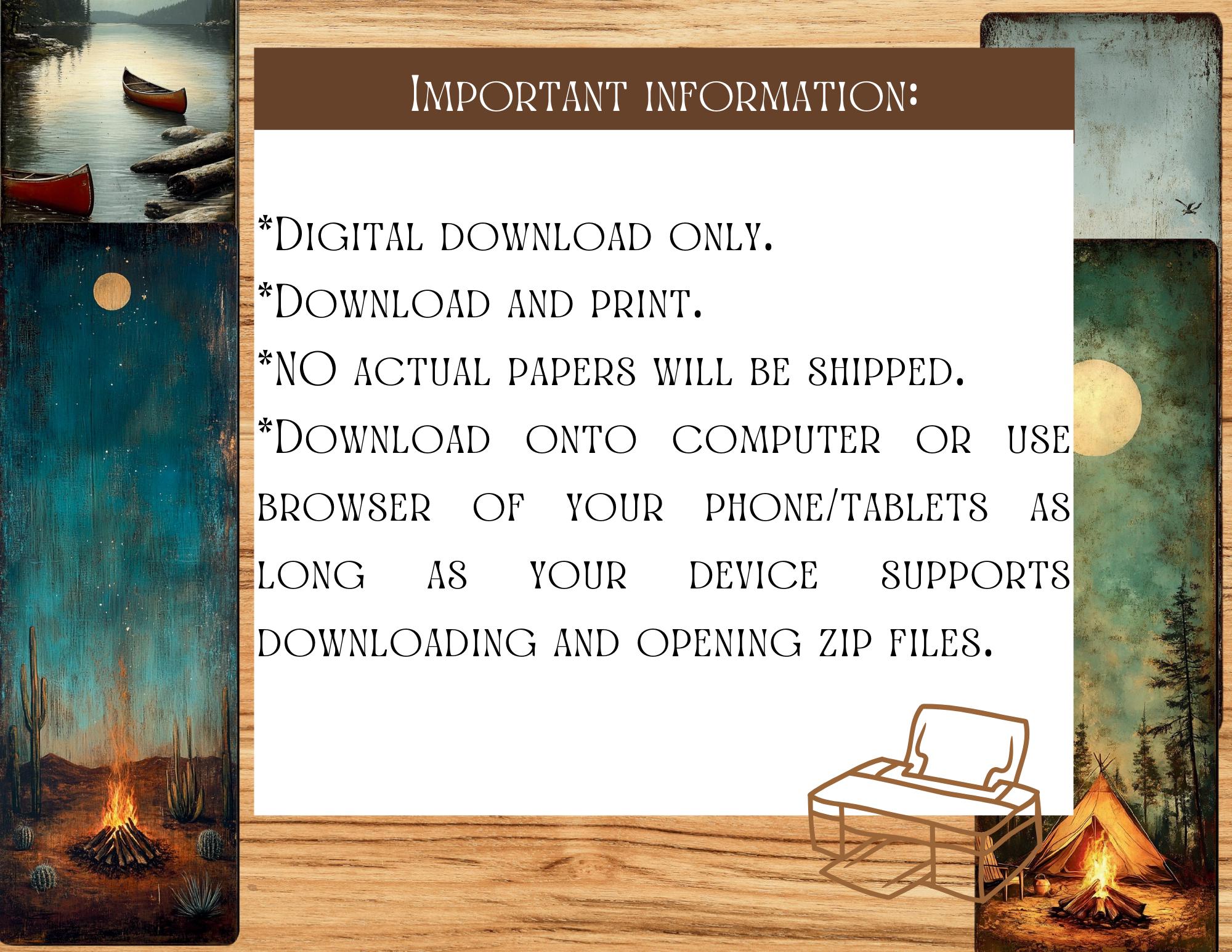 Camping Bookmark Printable JPG – Cozy Bonfire and Campfire Evening ...