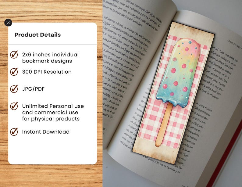 Summer Polka Popsicle Printable Bookmarks, 10 JPG Quirky Colorful Ice ...