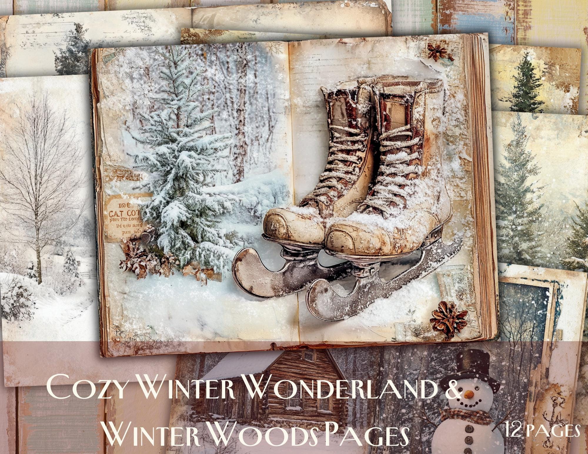 Cozy Winter Wonderland & Winter Woods Pages, Vintage Ephemera ...