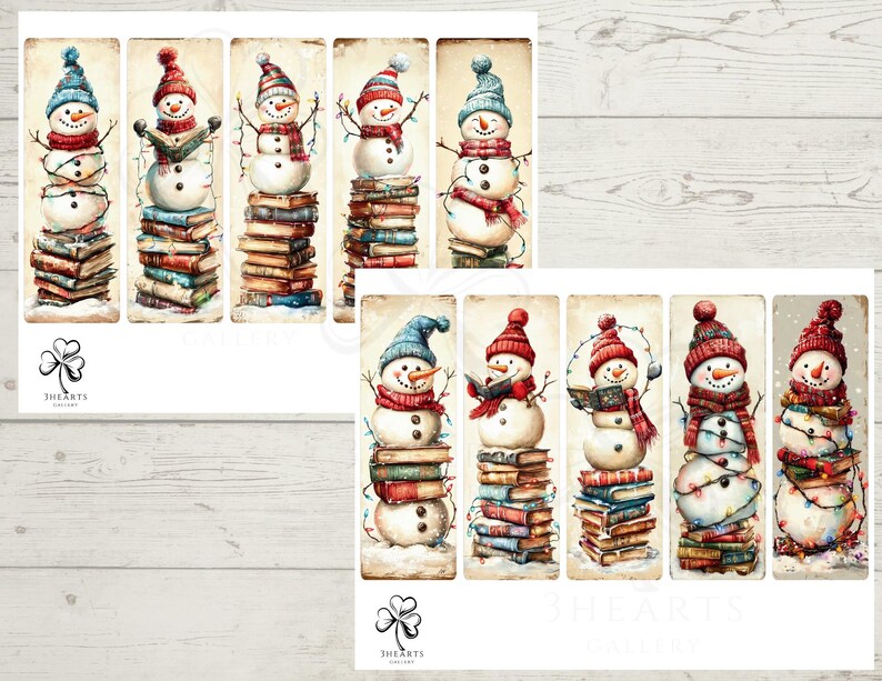 10 Silly Bookworm Snowmen Printable Bookmarks, Digital Download JPG ...