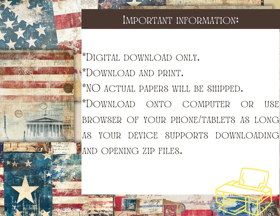 America Junk Journal Kit Patriotic 4th of July Papers Independence Day ...