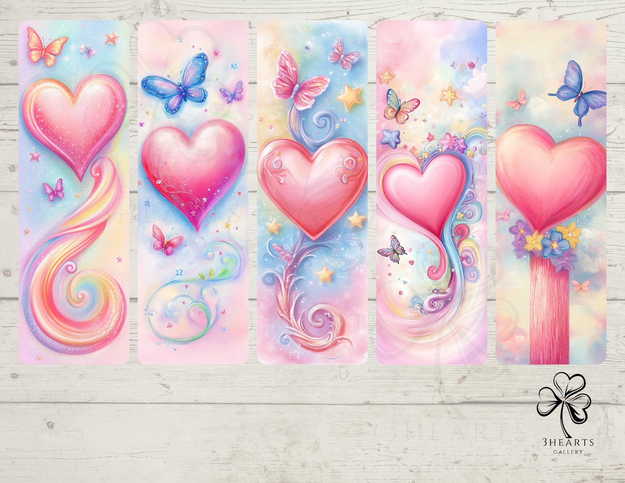 Valentines Printable Bookmarks 20 Watercolor Valentine Love Hearts ...