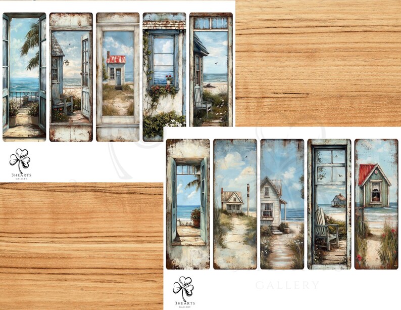 10 Coastal Cottage Printable Bookmarks, Vintage Summer Bookmark Set ...
