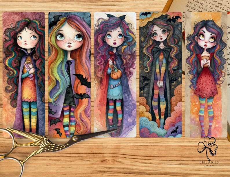 10 Whimsical Vampire Printable Bookmarks, Digital Download JPG Bookmark ...