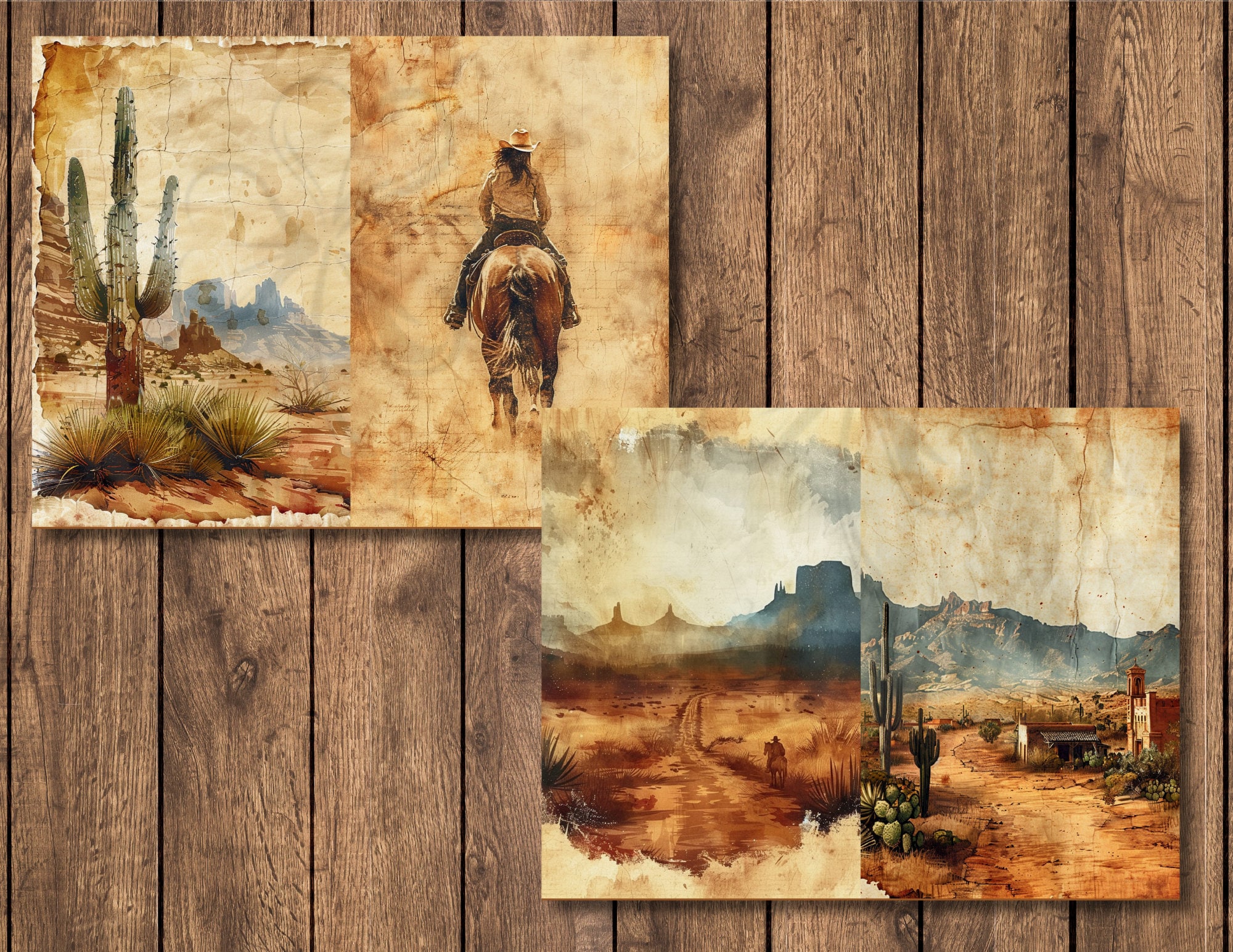 Watercolor Western Junk Journal Printable Pages, Vintage, Cowboy Junk ...
