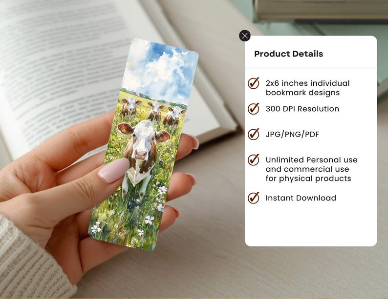 Farm Cows Printable Bookmarks : Spring Watercolor Animals Digital ...