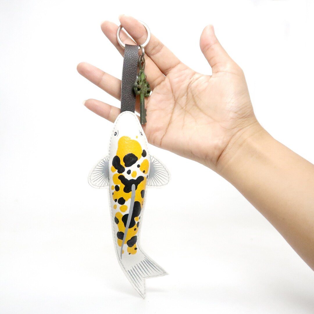 Handmade Koi Fish Keychain: Painted Synthetic Leather Bag Charm - Etsy
