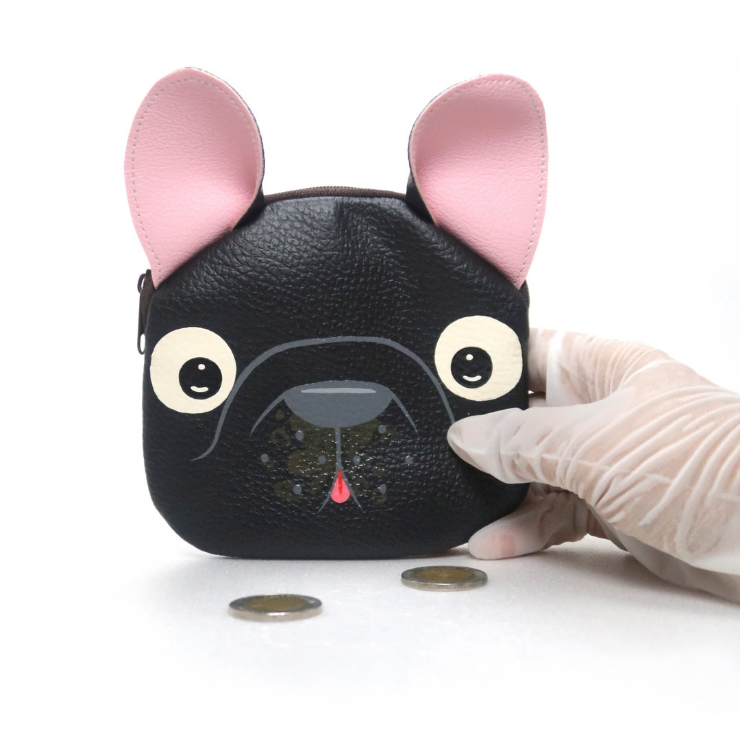 Hand-painted French Bulldog Coin Purse: Synthetic Leather Card Wallet ...