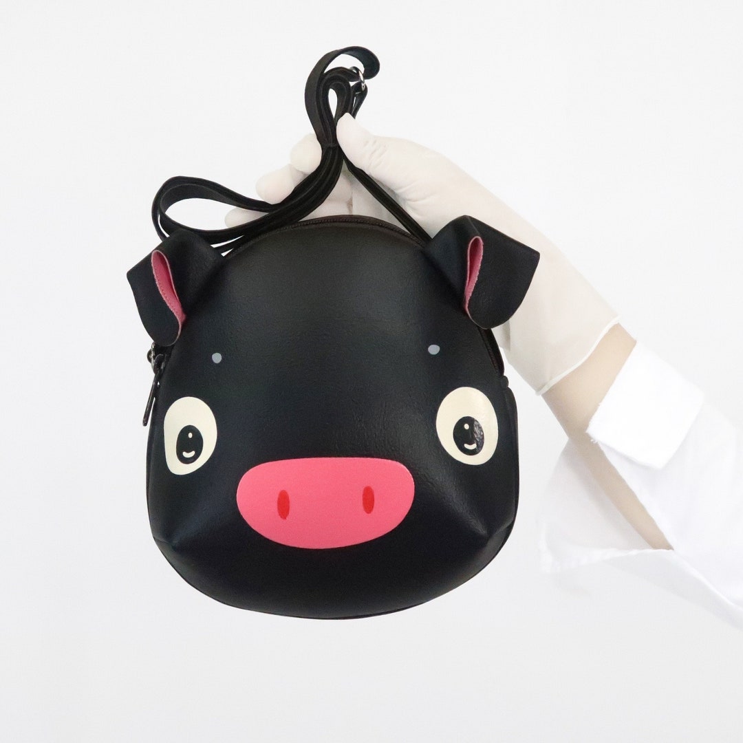 Black Pig Crossbody Bag,hand Painted Bag,this Compact Synthetic Leather ...
