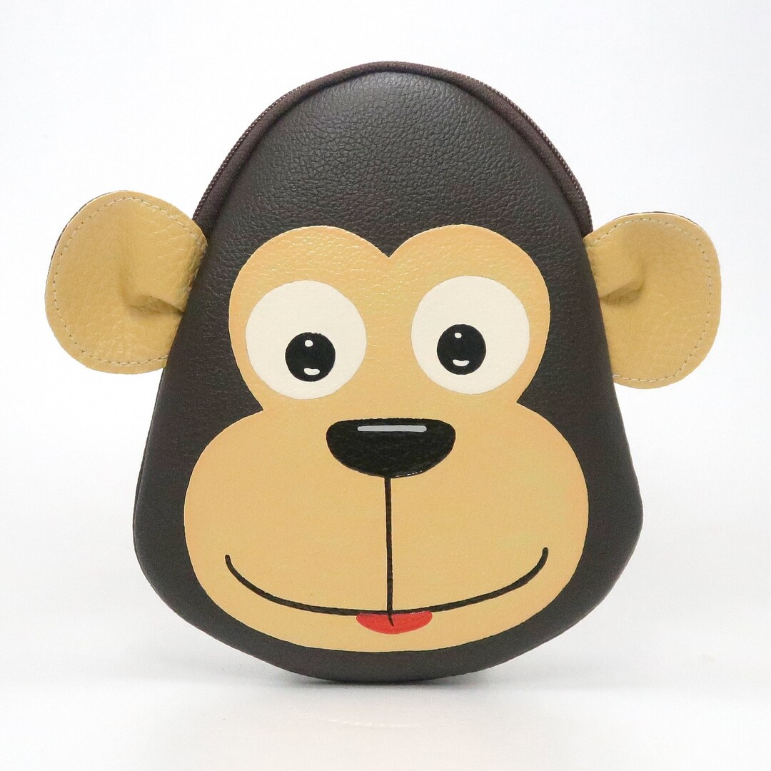 Monkey Coin Purse.hand Painted Bag Small Synthetic Leather ,zipper ...