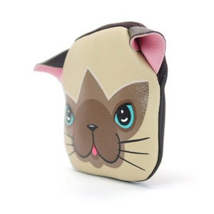Siamese Cat Coin Purse.hand Painted Bag Small Synthetic Leather ,zipper ...