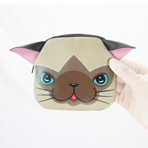 Siamese Cat Coin Purse.hand Painted Bag Small Synthetic Leather ,zipper ...