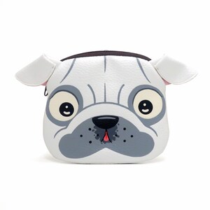 White Pug Coin Purse.hand Painted Bag Small Synthetic Leather ,zipper ...