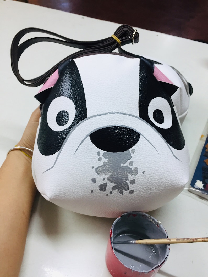 Hand-painted French Bulldog Crossbody Bag: Vegan Leather Dog Mom Gift ...