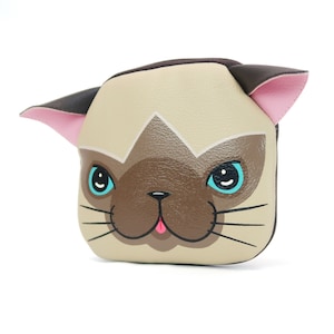 Siamese Cat Coin Purse.hand Painted Bag Small Synthetic Leather ,zipper ...