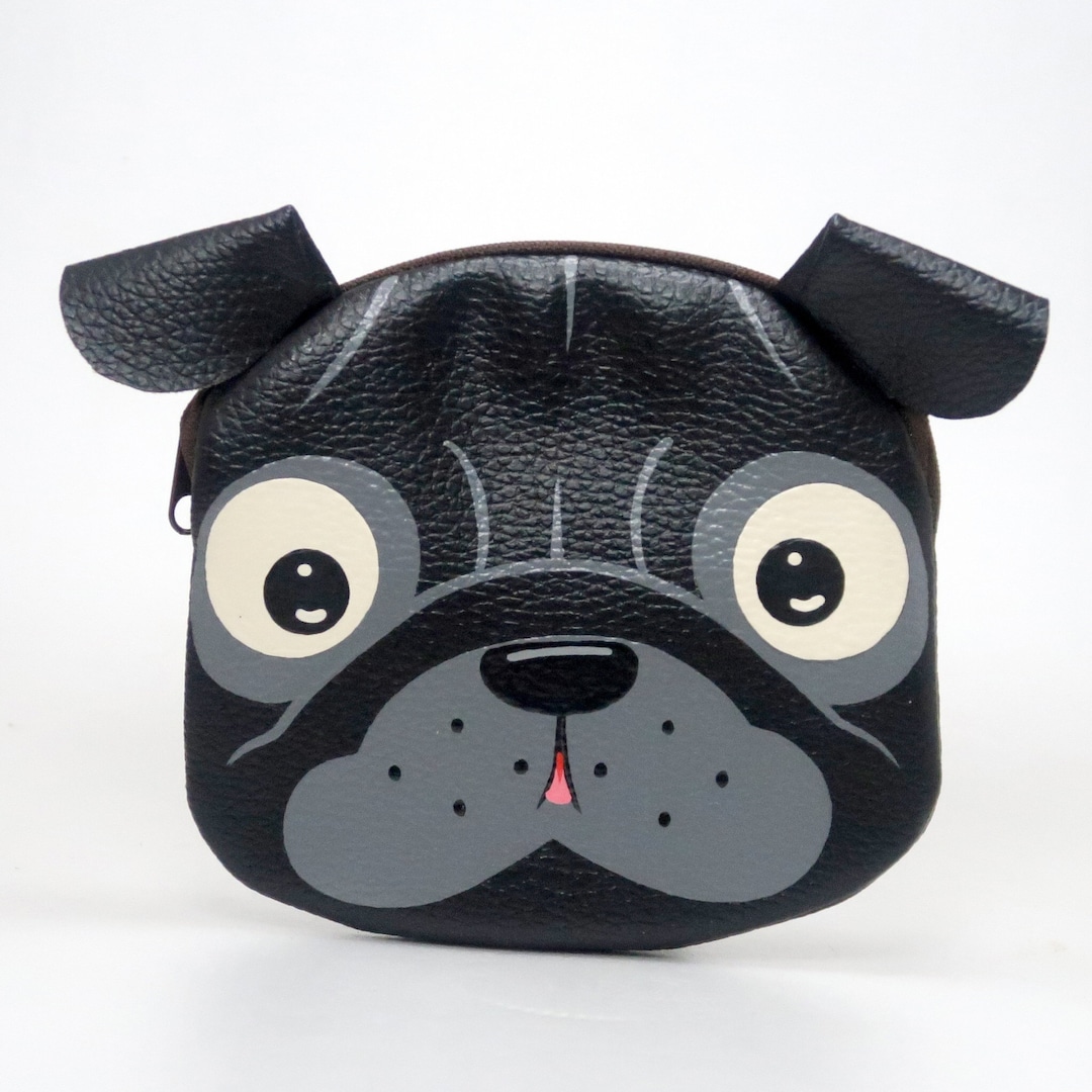 Black Pug Coin Purse.hand Painted Bag Small Synthetic Leather ,zipper ...