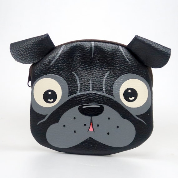 Black Pug Coin Purse.hand Painted Bag Small Synthetic Leather - Etsy