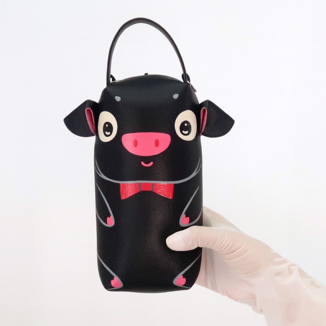 Black Pig Pencil Pouch Bag, Make up Case ,hand Painted Bag ,this ...