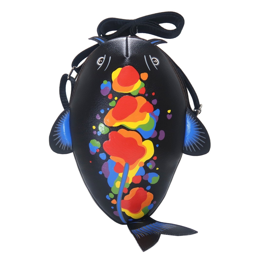 Rainbow Koi Fish Crossbody Bag: Hand-painted Vegan Leather Sling Bag - Etsy