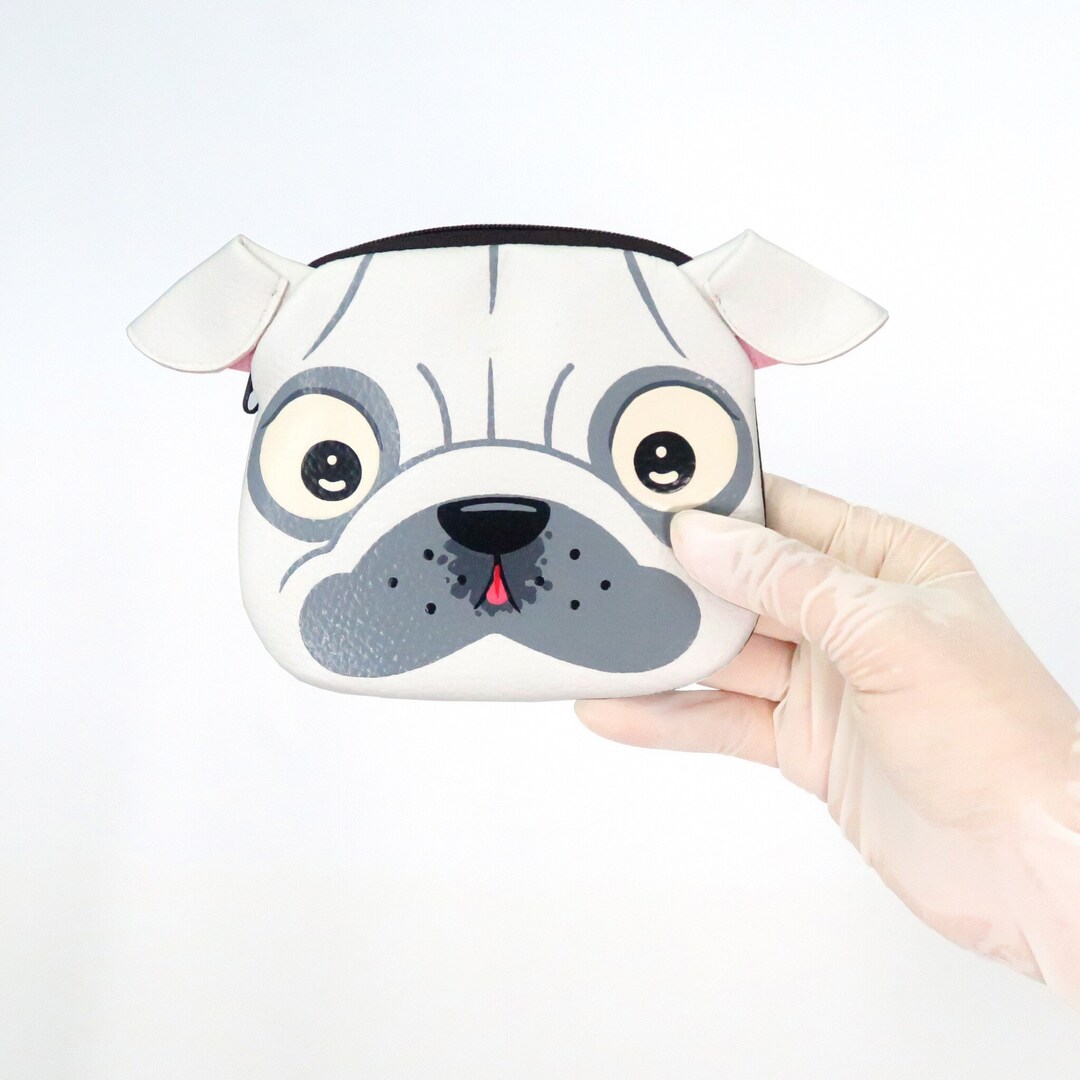 White Pug Coin Purse.hand Painted Bag Small Synthetic Leather ,zipper ...