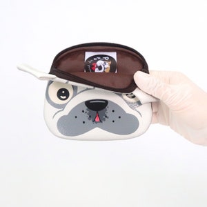 White Pug Coin Purse.hand Painted Bag Small Synthetic Leather ,zipper ...
