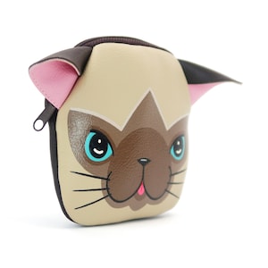 Siamese Cat Coin Purse.hand Painted Bag Small Synthetic Leather ,zipper ...