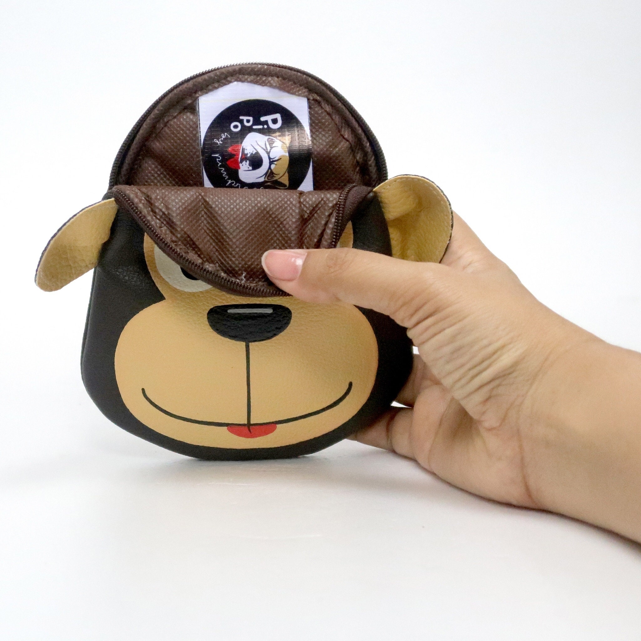 Monkey coin purse.hand painted bag small synthetic leather | Etsy