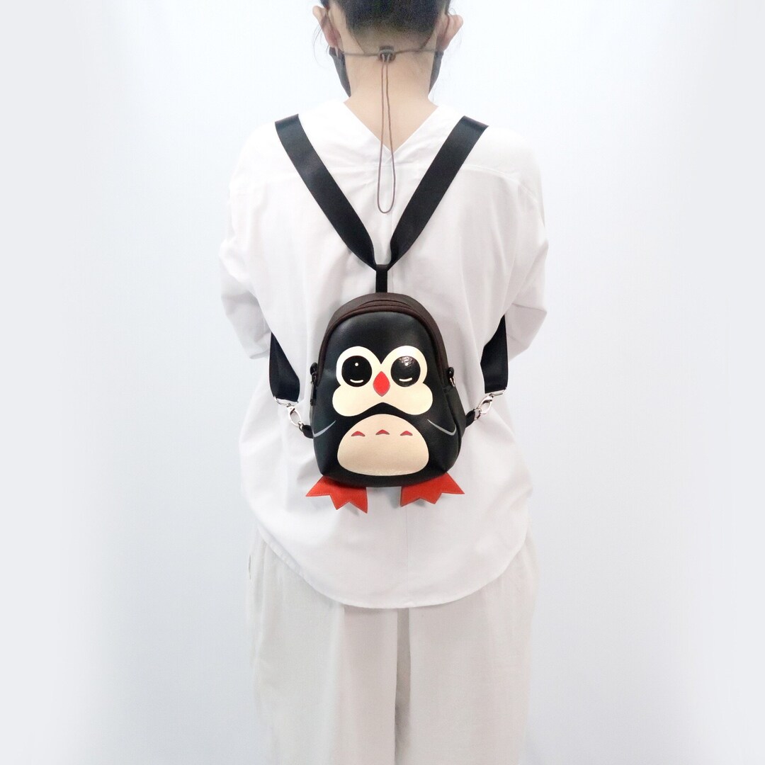 Penguin Mini Backpack ,penguin Crossbody Bag,hand Painted Bag,handmade ...