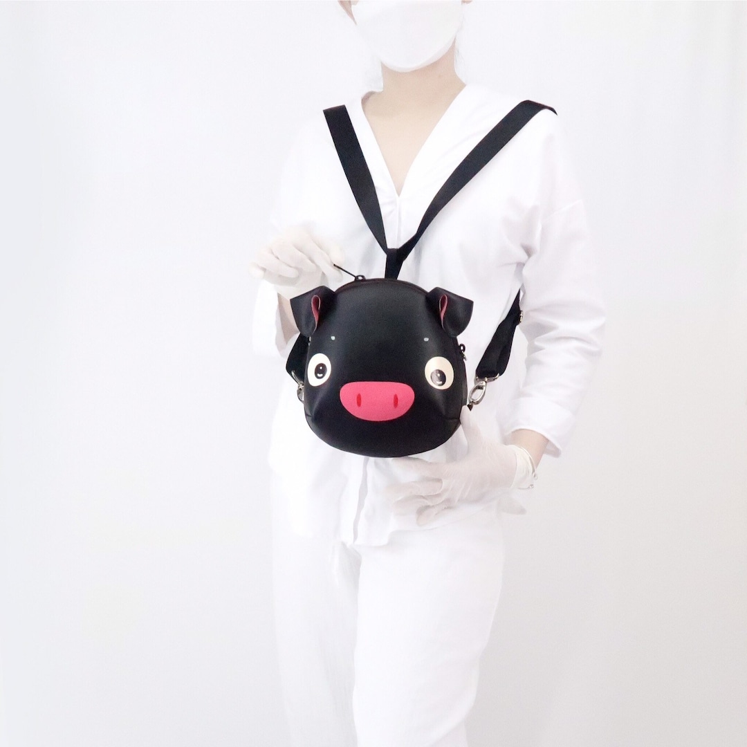 Black Pig Mini Backpack ,pig Crossbody Bag,hand Painted Bag,handmade ...