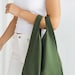 Green Linen Bag, Shoulder Grocery Bag, Marker Bag, Foldable Shopping ...