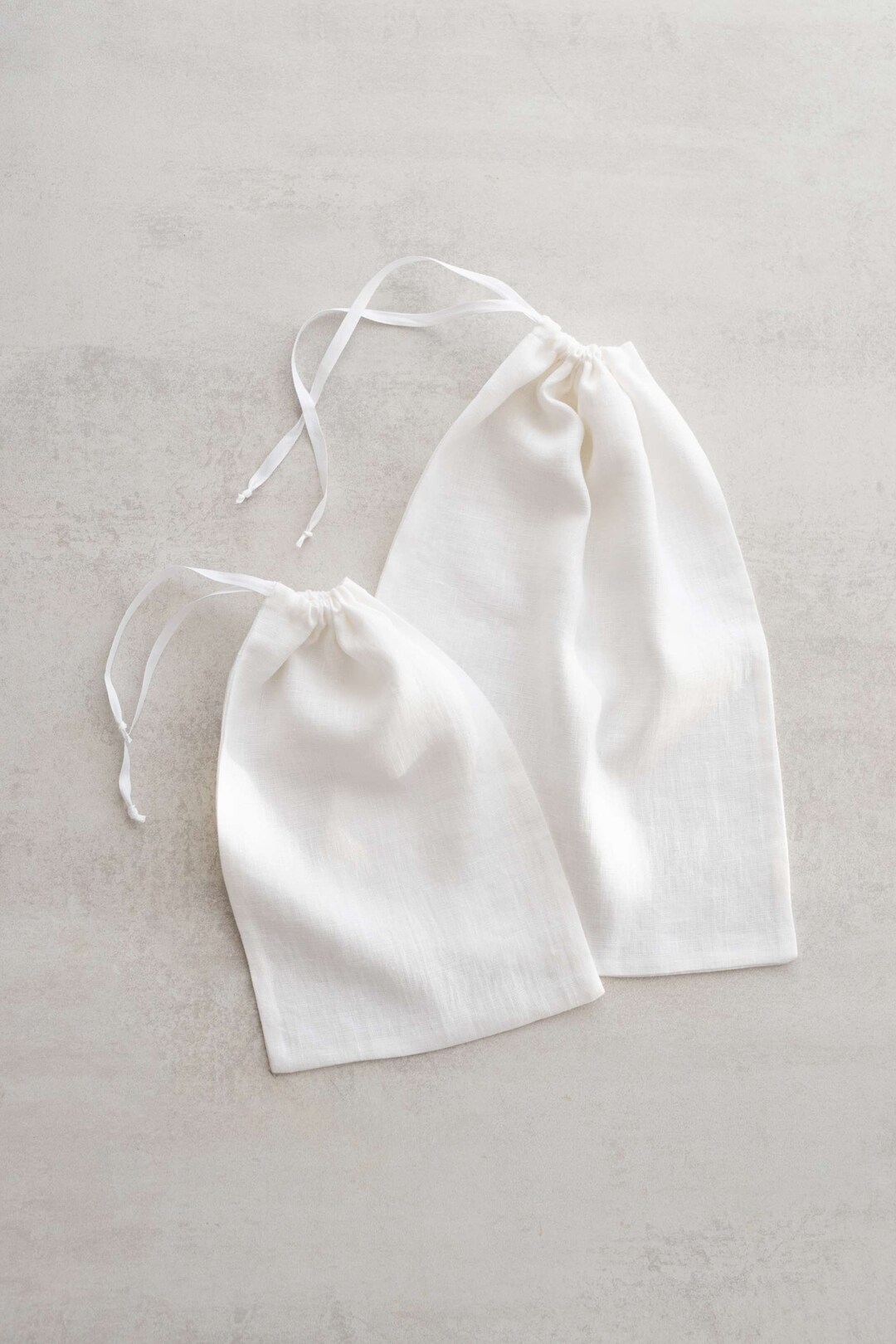 Organic Linen Produce Bag, White Linen Drawstring Bags, Food Storage ...