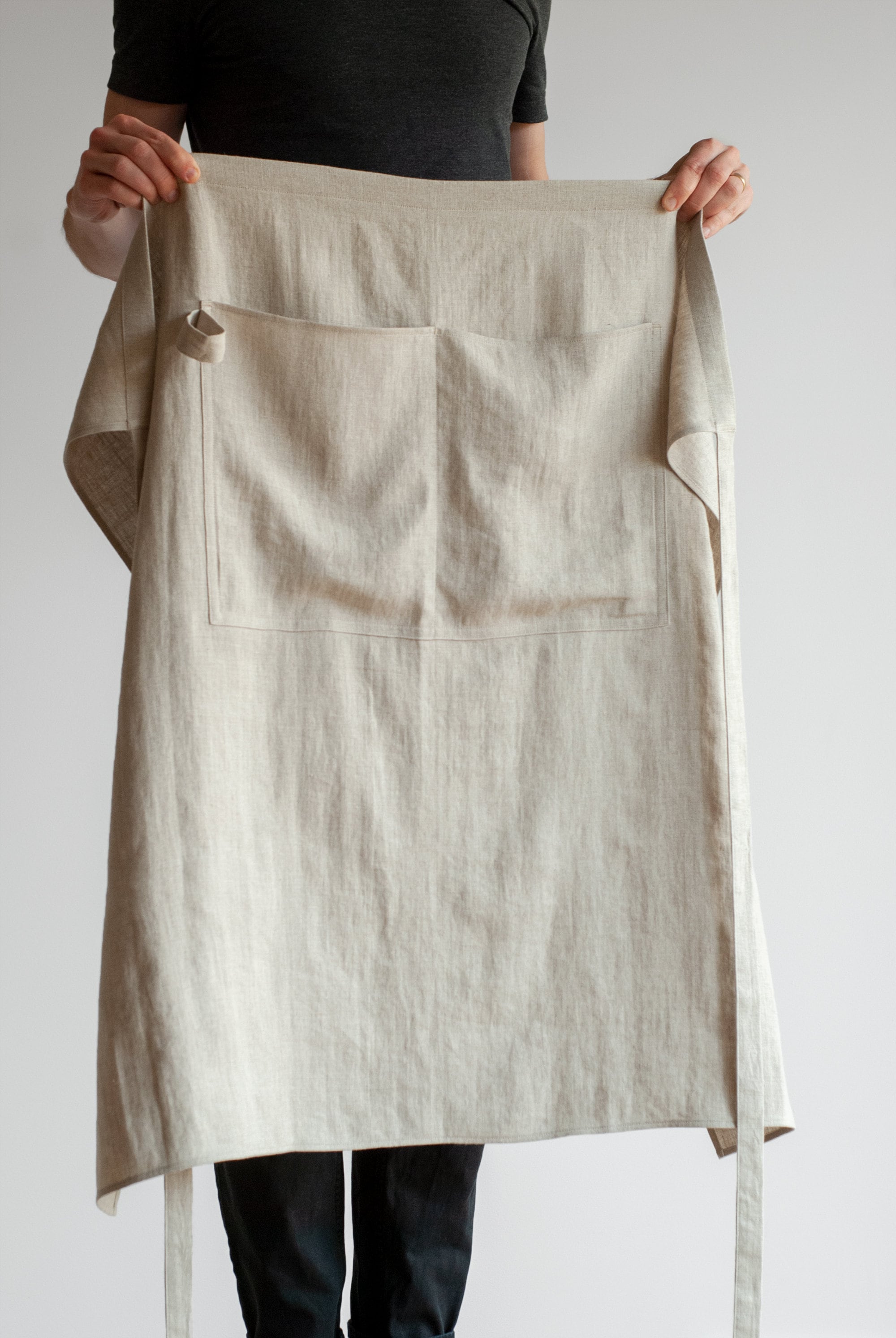 Long Half Apron, Garçon Linen Apron, Linen Bistro Apron, Kitchen Apron ...