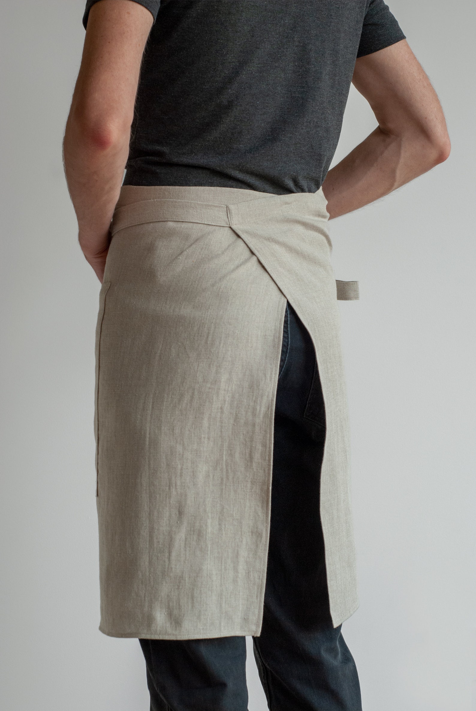 Short Waist Apron Unisex Linen Apron Natural Linen Apron - Etsy