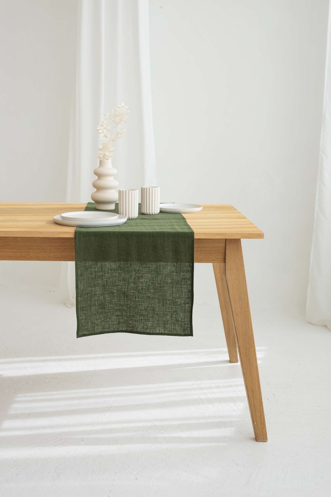 Long Table Runners, Forest Green Table Runner, Linen Table Runners ...