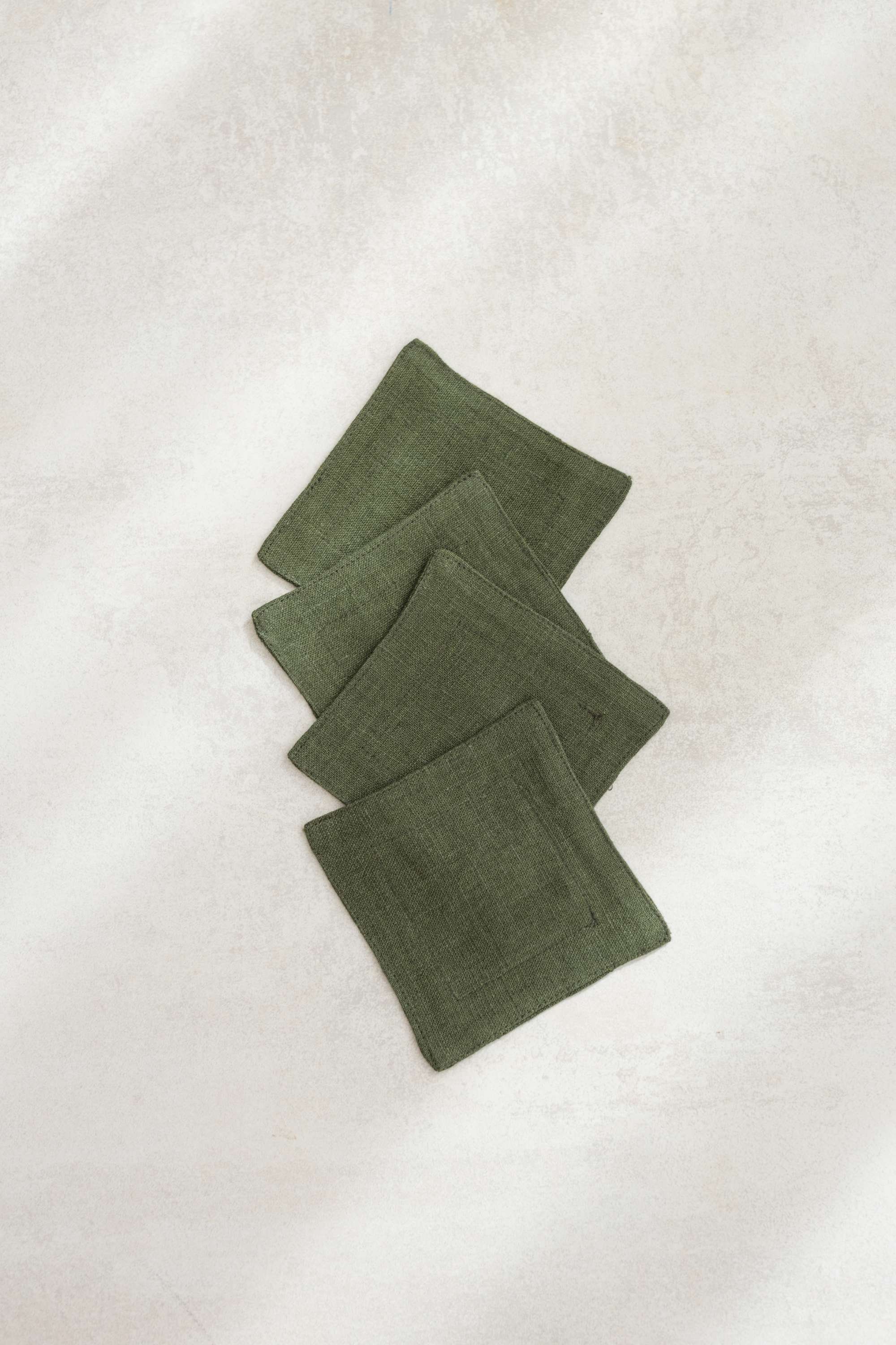 Set of 2 4 6 8 10 12 Linen Coasters, Double Layer Linen Coaster, Stone ...