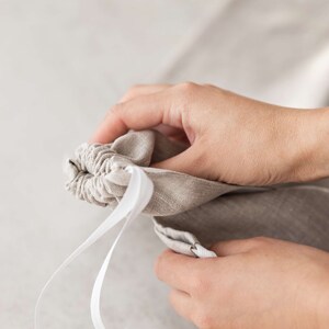 Organic Linen Produce Bag, White Linen Drawstring Bags, Food Storage ...