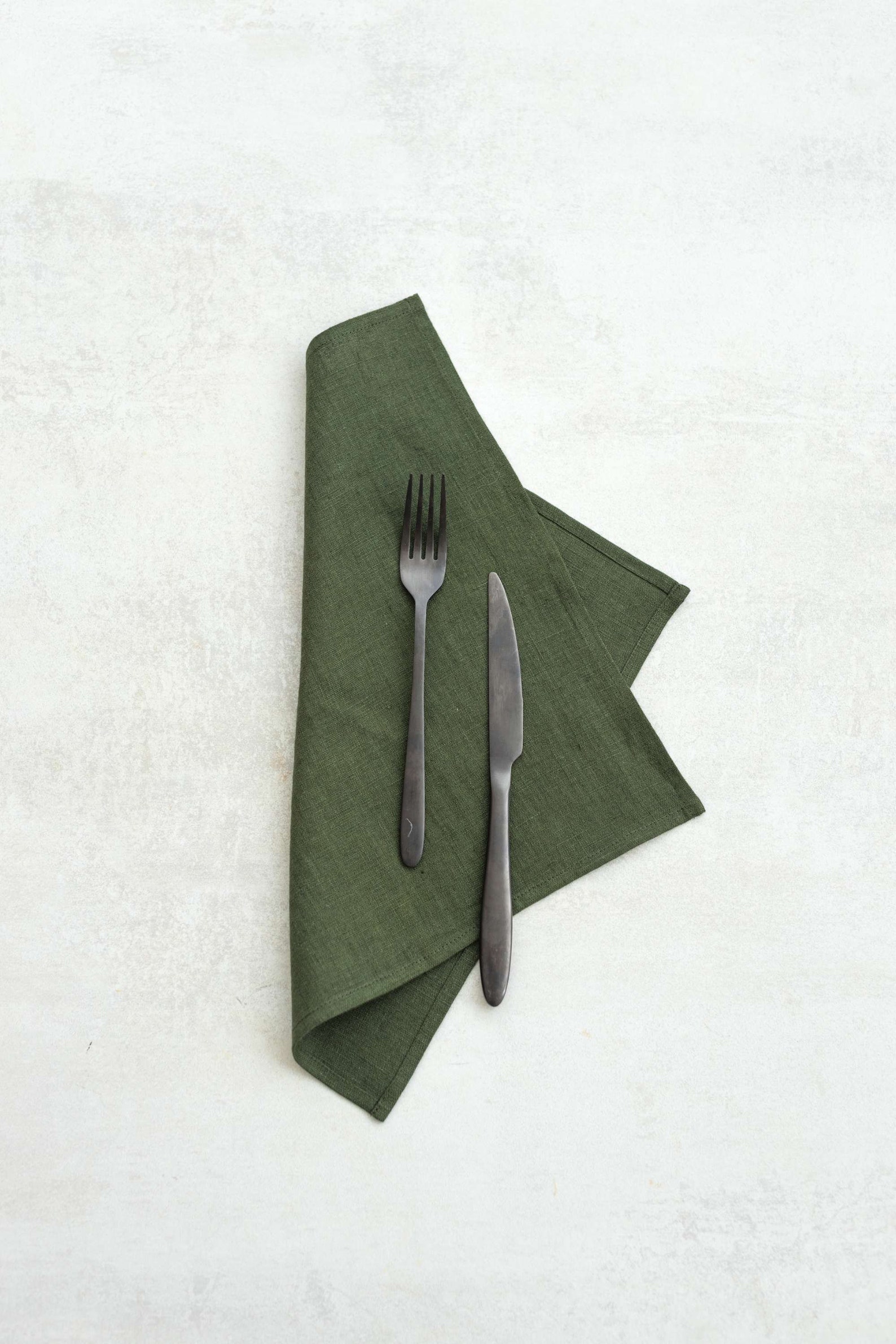Lunch Napkins, Washed Linen Napkins, Linen Napkins, Green Wedding ...