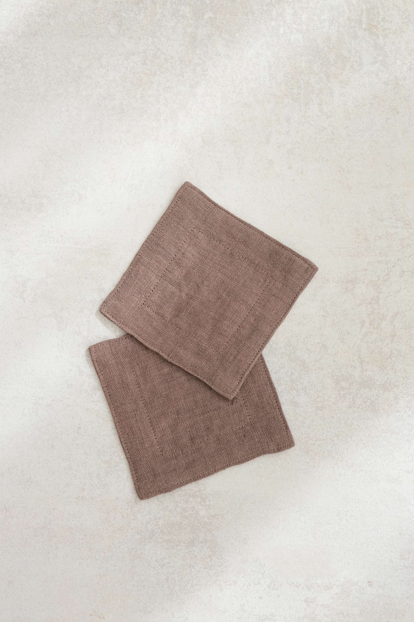 Set of 2 4 6 8 10 12 Linen Coasters, Double Layer Linen Coaster, Stone ...