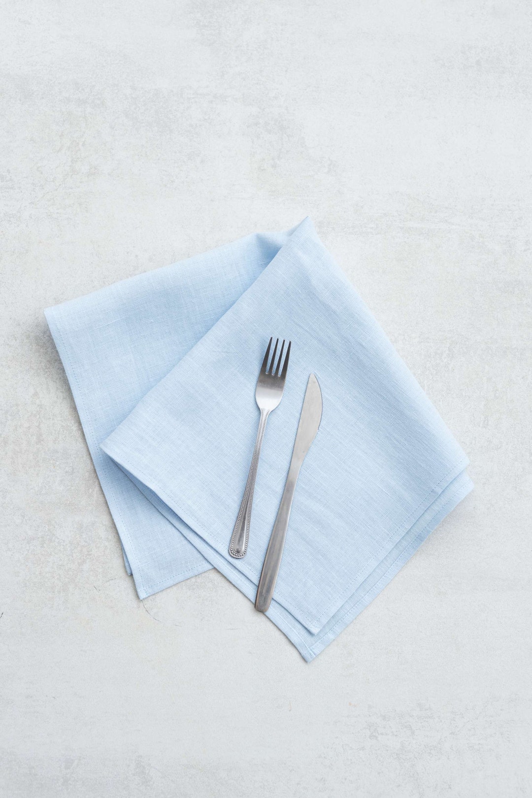 Washed Linen Lunch Napkins, Linen Napkins, Light Blue Wedding Decor ...