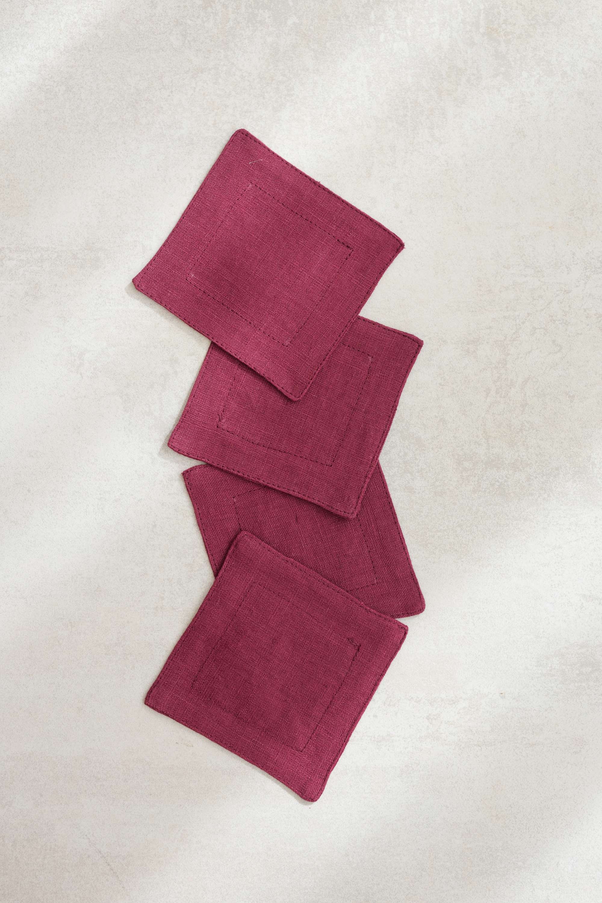 Set of 2 4 6 8 10 12 Linen Coasters, Double Layer Linen Coaster, Stone ...