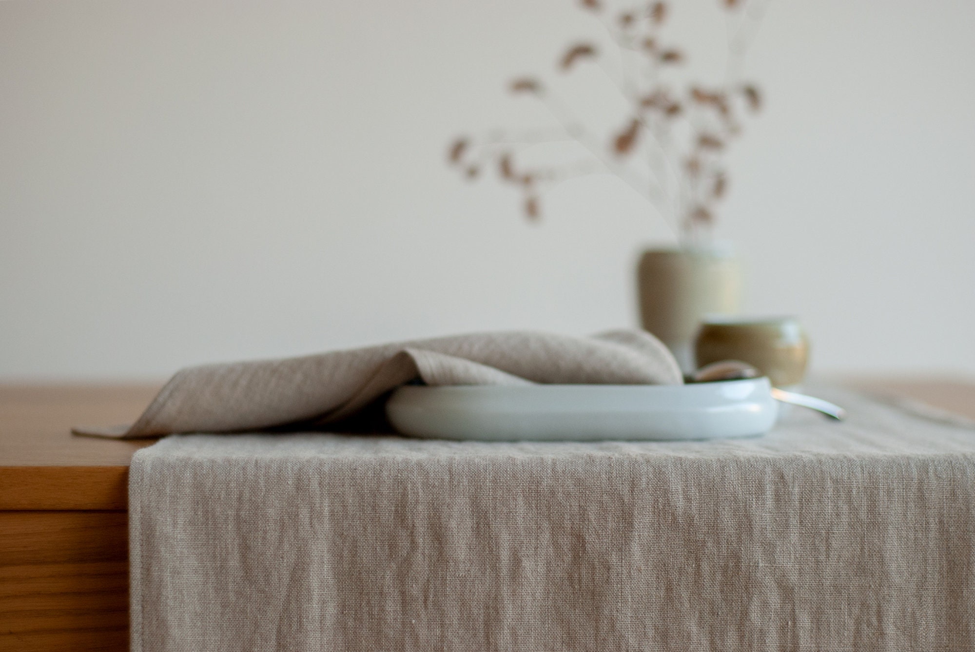 Natural Linen Table Runner Handmade Linen Table Runner Grey | Etsy