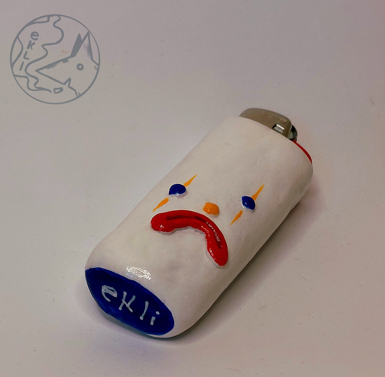 Sad Clown Clay Lighter Case/holder/decor/sleeve for Bic Maxi, Clipper ...