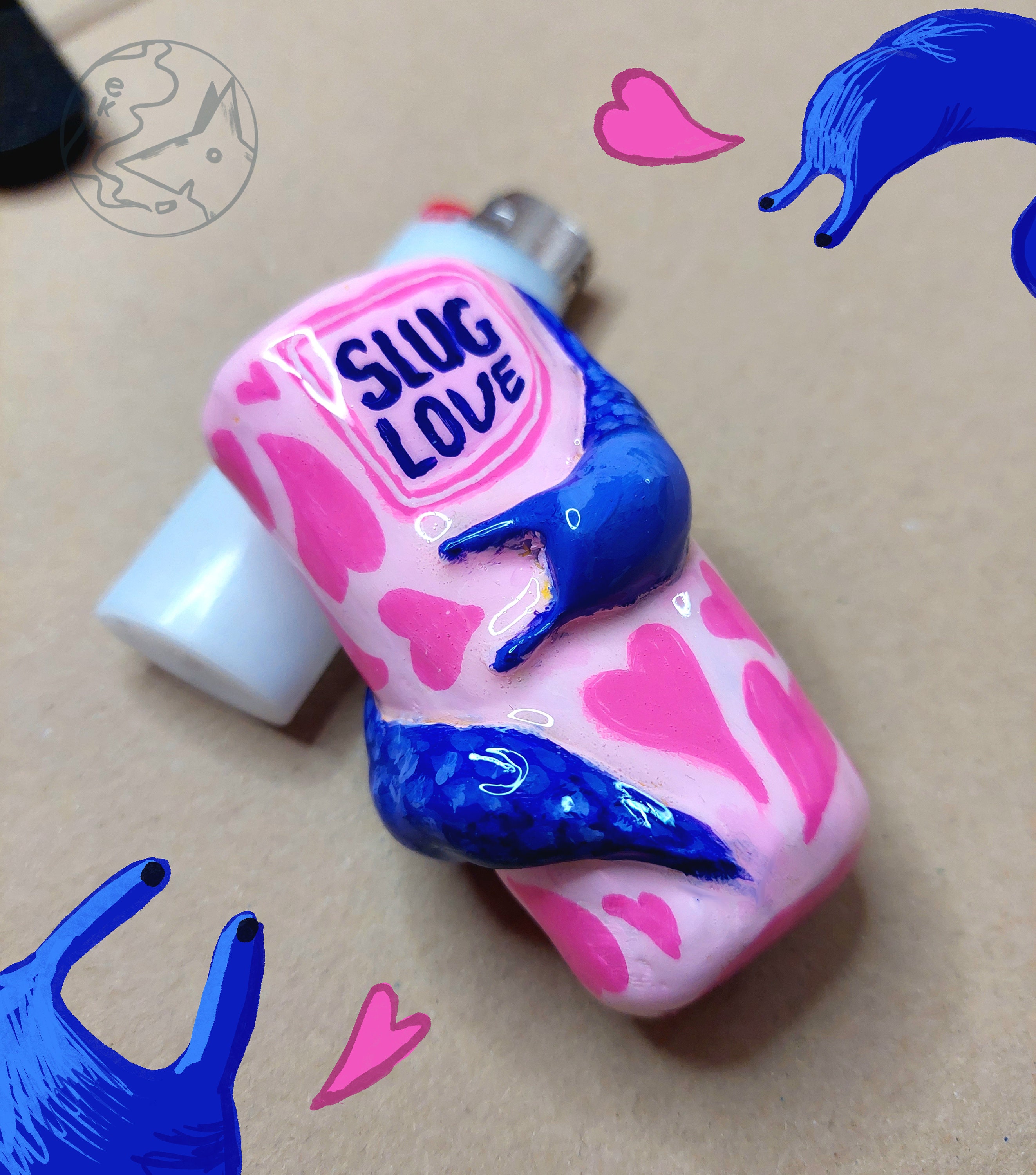 Slug Love Clay Lighter Case/holder/decor/sleeve for Bic Maxi, Clipper ...