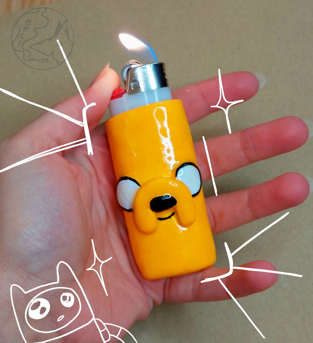 Adventure Time Jake, Finn Clay Lighter Case/holder/decor/sleeve for Bic ...