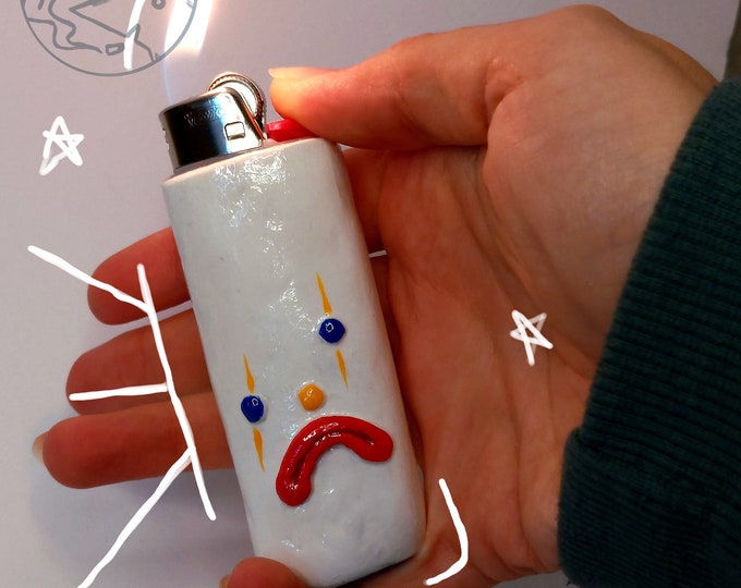 Sad Clown Clay Lighter Case/holder/decor/sleeve for Bic Maxi, Clipper ...