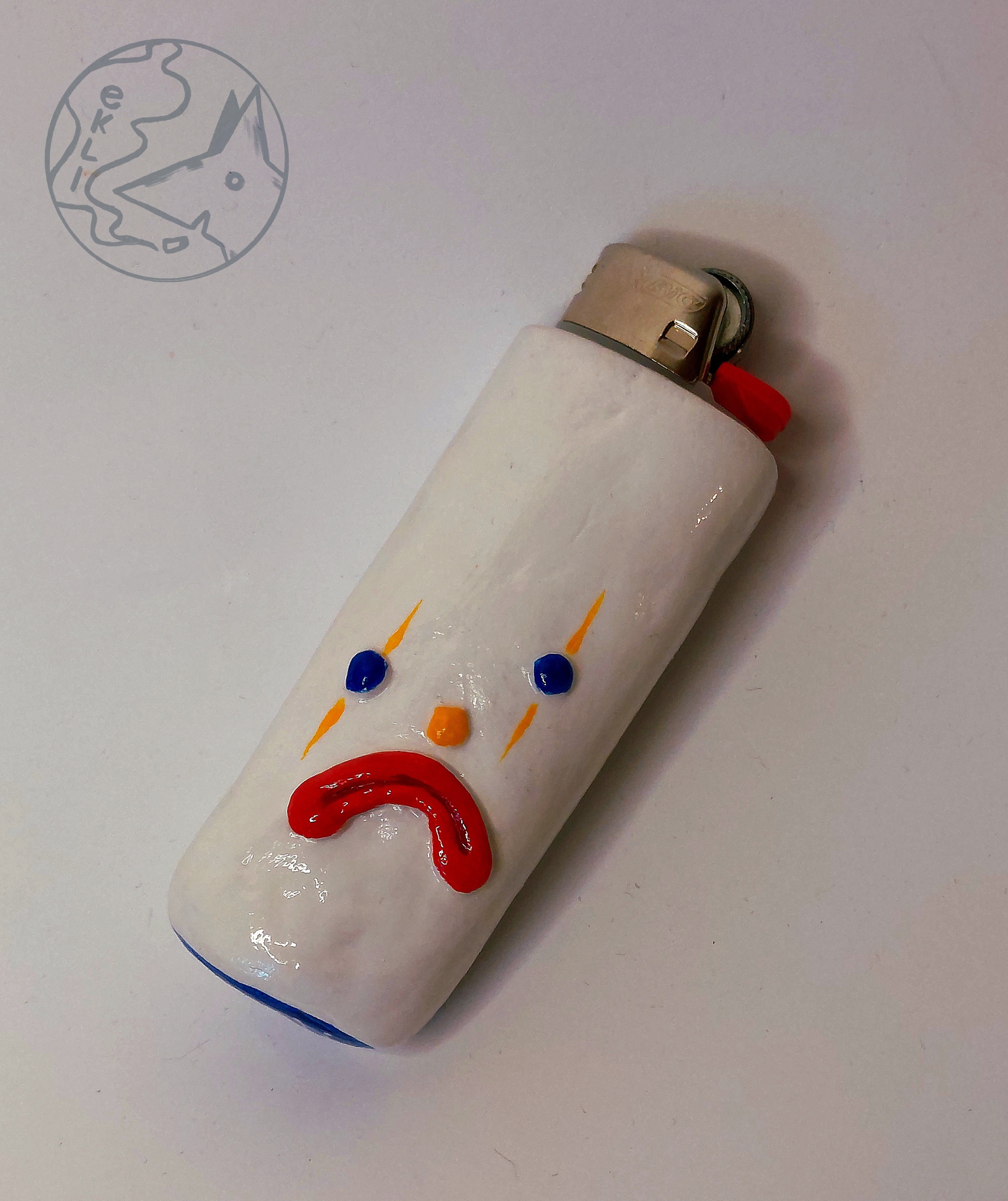 Sad Clown Clay Lighter Case/holder/decor/sleeve for Bic Maxi, Clipper ...
